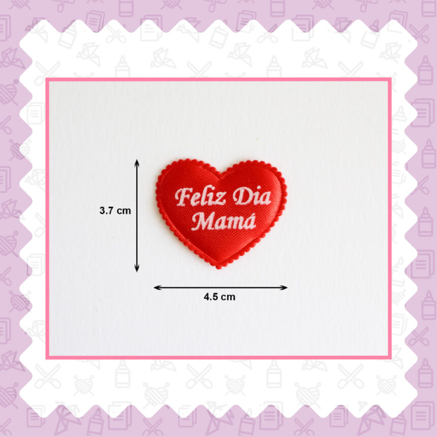 Corazón de tela "Feliz día mamá" - Mundo Fénix